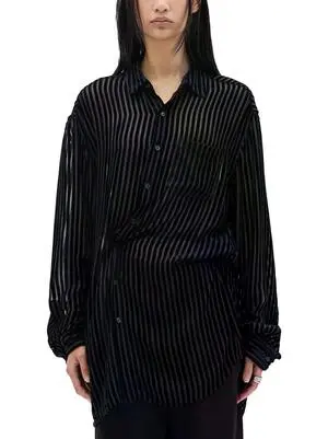 ANN DEMEULEMEESTER Striped Long Sleeve Shirt - Black