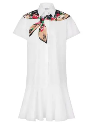 Moschino Short-sleeve Ruffled-hem Dress - White