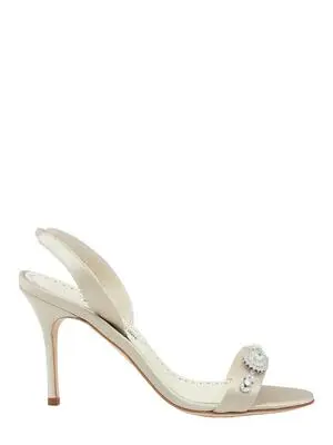 Manolo Blahnik Lamisan Embellished Sandals - Neutrals