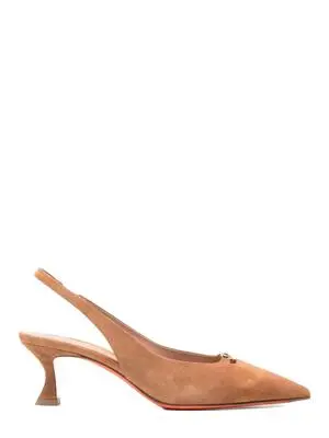 Santoni Suede Slingback Pumps - Neutrals