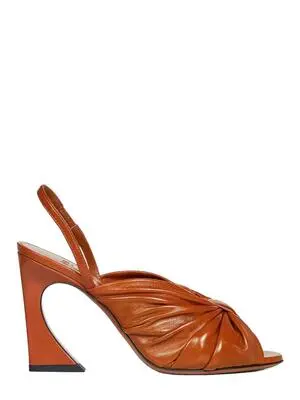 Fendi Arco Elasticated Bow Heeled Sandals - Orange