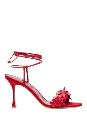 Manolo Blahnik Anista Floral-detail Sandals - Red