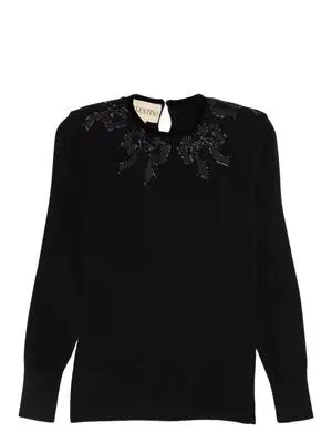 Valentino Garavani Bow-embellished Virgin Wool Sweater - Black