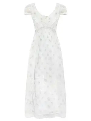 LoveShackFancy Suvi Lace Floral-print Midi Dress - White