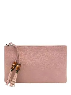 Gucci Calfskin Bamboo Clutch Bag - Pink