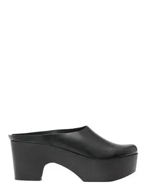 DANIELA GREGIS Leather Platform Mules - Black