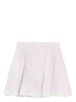LoveShackFancy Gloriana Pleated Mini Skirt With Lace Detail - Pink