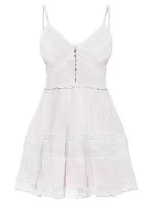 LoveShackFancy Krista Lace-detail Smocked Mini Dress - Pink