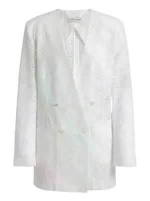 Alberta Ferretti Eyelet Double-breasted Blazer - White