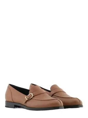 Giorgio Armani Buckle-strap Leather Loafers - Brown