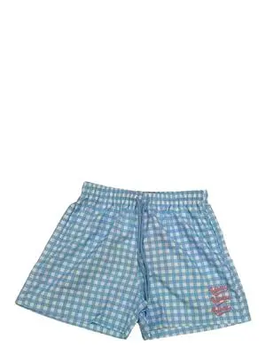 BISOUS SKATEBOARDS Gingham Pattern Swim Shorts - Blue