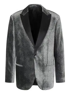 Giorgio Armani Single-breasted Devoré-velvet Tuxedo Jacket - Black