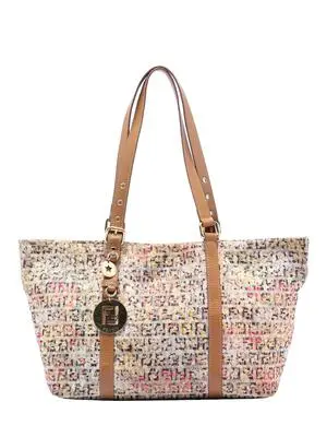 Fendi Zucchino Canvas Floral Superstar Tote Bag - Pink