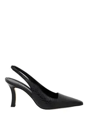 Manolo Blahnik Moirasli Embossed Pointed-toe Pumps - Black