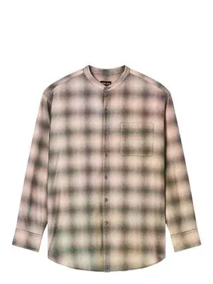 Giorgio Armani Collarless Check-print Shirt - Neutrals