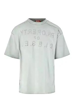 DIESEL® Relaxed Cotton T-shirt With Front And Back Print - Grey