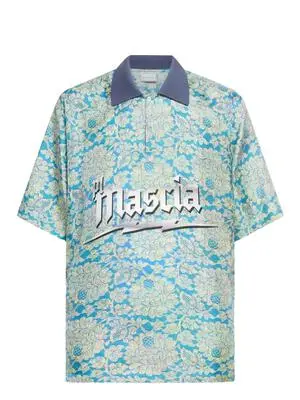 PIERRE-LOUIS MASCIA Floral Silk Polo Shirt - Blue