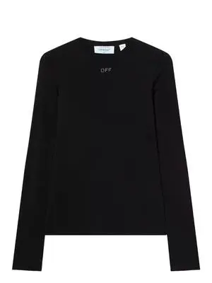 Off-White Crystal Embellished Crewneck Top - Black