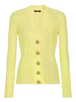 Balmain V-neck Buttoned Cardigan - Yellow