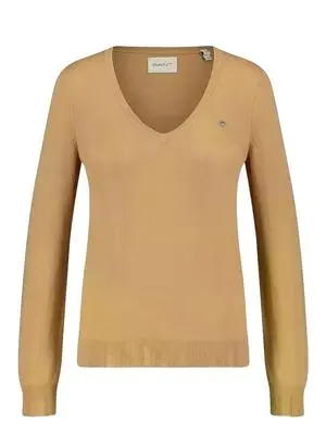Gant V-neck Long Sleeve Top - Neutrals