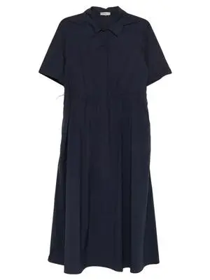 Herno Collared Drawstring Midi Dress - Blue