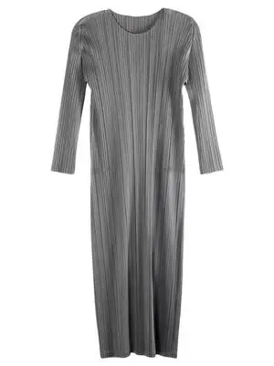 Issey Miyake Pleated Long Sleeve Dress - Grey