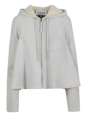 Loewe Leather Hooded Jacket - Grey