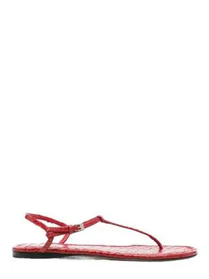 Paris Texas Snake-embossed Leather Sandals - Red