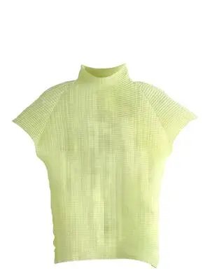 Issey Miyake Pleated High-neck Top - Yellow