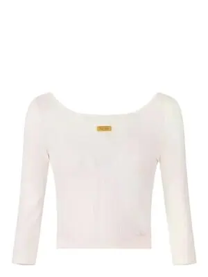 Elisabetta Franchi Logo-plaque Knit Top - Neutrals