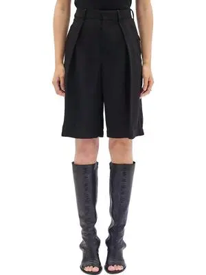 ANN DEMEULEMEESTER Pleated High-waisted Shorts - Black