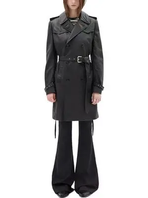 ANN DEMEULEMEESTER Eda Double-breasted Leather Coat - Black