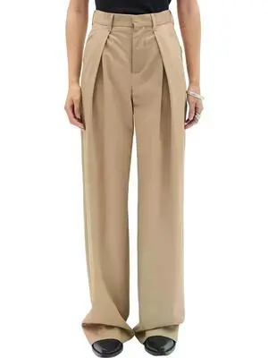 ANN DEMEULEMEESTER Pleated Wide-leg Trousers - Neutrals