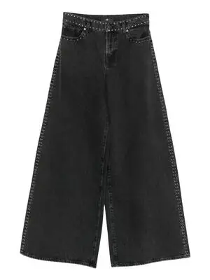 7 For All Mankind Marie Studded Wide-leg Jeans - Grey