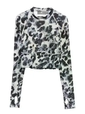 Adidas By Stella McCartney Animal-pattern Compression Top - Grey