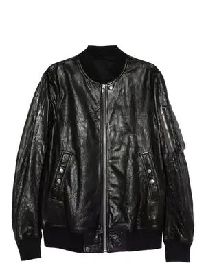 Rick Owens Classic Leather Flight Bomber Jacket - Black