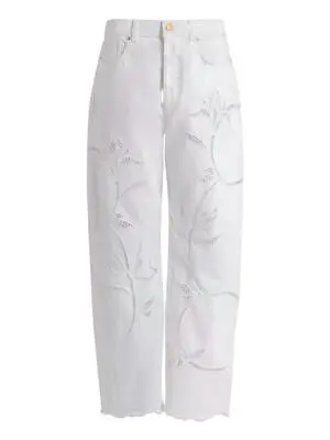 Alberta Ferretti Floral Appliqué Trousers - White