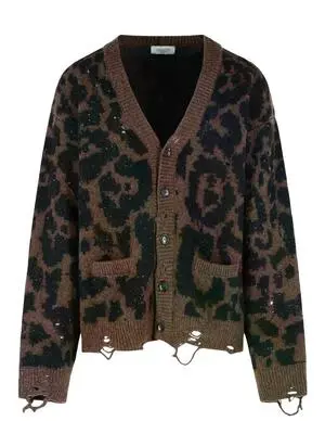 LANEUS Leopard-pattern Cardigan - Brown