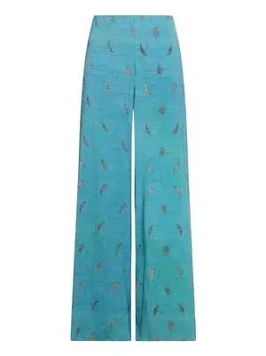 PIERRE-LOUIS MASCIA Adanastr Leaf-print Palazzo Pants - Blue