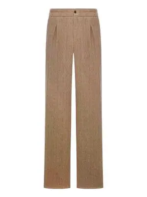 Giorgio Armani Pleated Linen Trousers - Neutrals