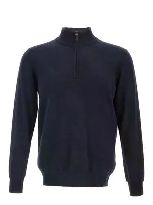 KANGRA Half-zip Stand-up Collar Sweater - Blue