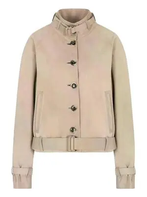 Giorgio Armani Stand-collar Leather Jacket - Neutrals