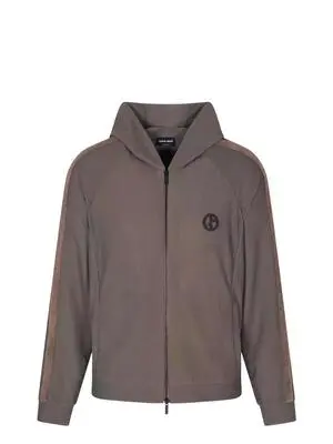 Giorgio Armani Zip-up Waffle-fabric Hoodie - Brown