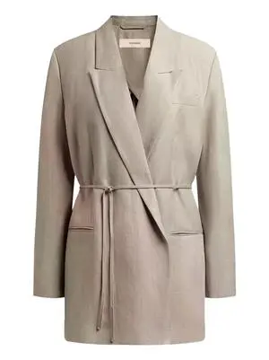 12 STOREEZ Belted Cotton Blazer Grey