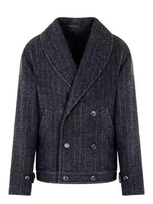 Giorgio Armani Pinstripe Double-breasted Jacket - Grey