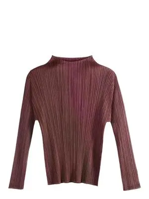 Issey Miyake Pleated Long-sleeve Top - Red