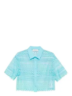 ERMANNO FIRENZE Lace Cropped Shirt - Blue