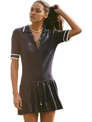 The Upside Knit Polo Mini Dress - Navy
