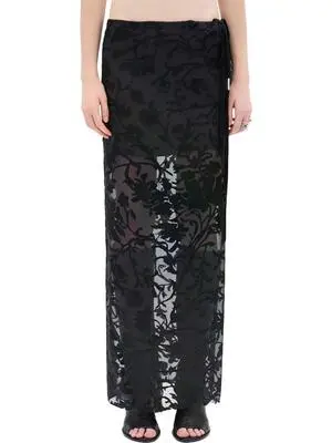 ANN DEMEULEMEESTER Floral-embroidered Maxi Skirt - Black