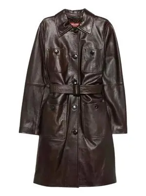 Max Mara Mstamaca Button Belted Jacket - Brown